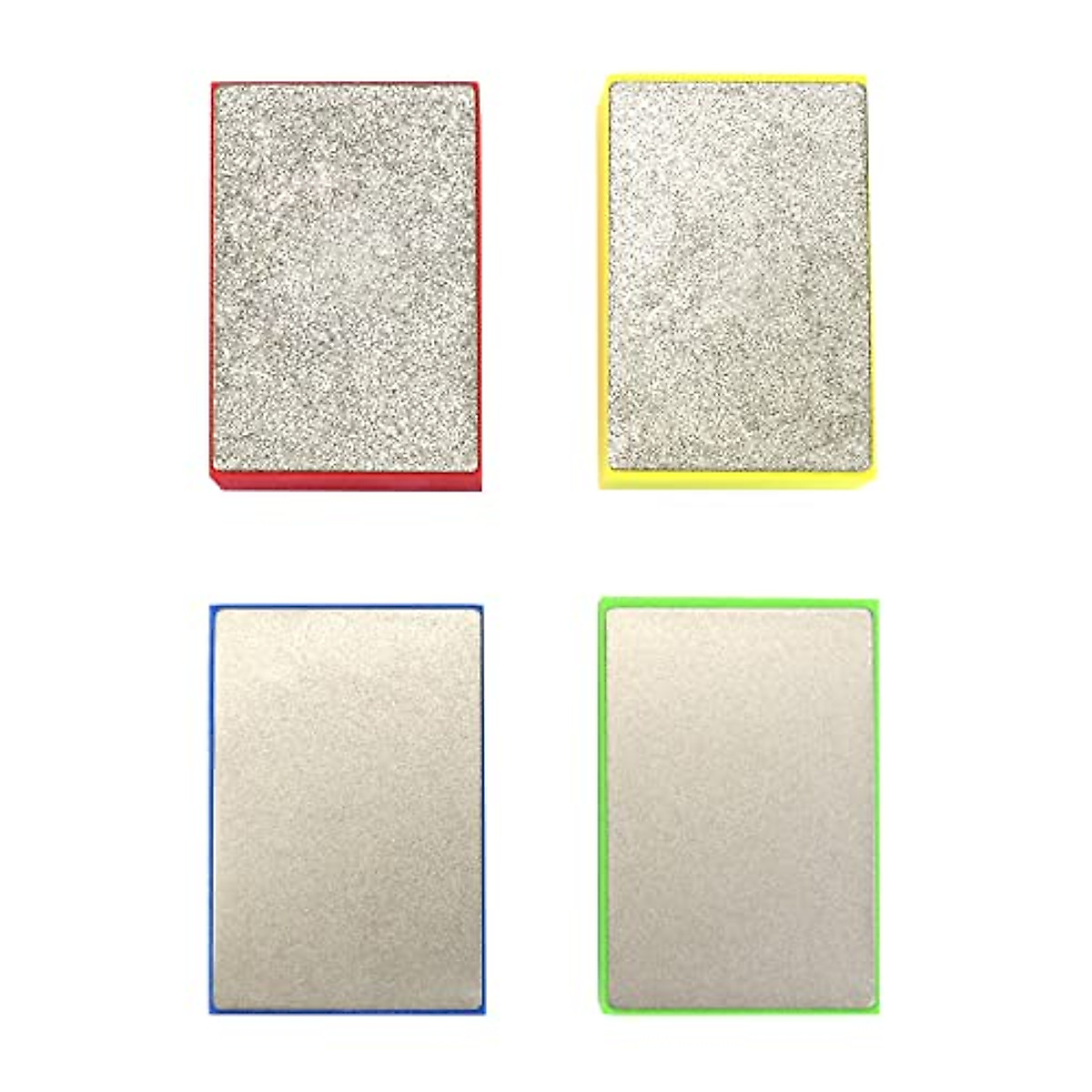 QWORK Diamond Hand Polishing Pads, 4 Pack Plane Sharp Sanding Block Kit, 60#,100#,200#,400# Diamond Hand Polishing Pads for Stone, Glass Granite Marble Concrete Stone Sanding and Polishing