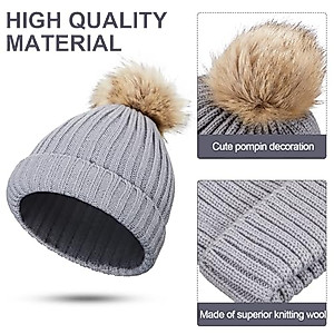 4 Pieces Kids Beanie Hat Scarf Gloves Socks Set Knit Winter Warm Set for Toddler (Grey)