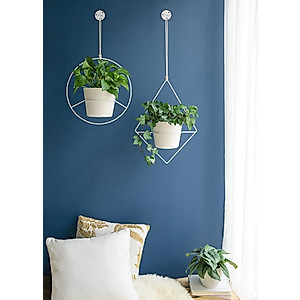 Mkono Ceiling Hooks for Hanging Plants, Metal Plant Hanger Bracket Wall Mount Hooks for Hanging Bird Feeders, Lanterns, Wind Chimes, Planters, Indoor&Outdoor Decoration Hooks (2-Pack) (White)