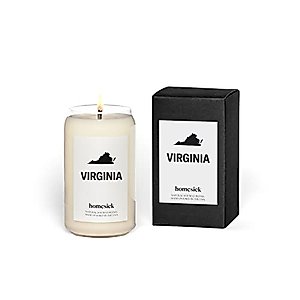 Homesick Premium Scented Candle, Virginia - Scents of Oakmoss, Pinewood, Tonka Bean, 13.75 oz, 60-80 Hour Burn, Natural Soy Blend Candle Home Decor, Relaxing Aromatherapy Candle