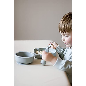 Ullabelle Kids Silicone Animal Suction Plate, Suction Baby Bowl & Baby Spoons for Toddlers (Pink)