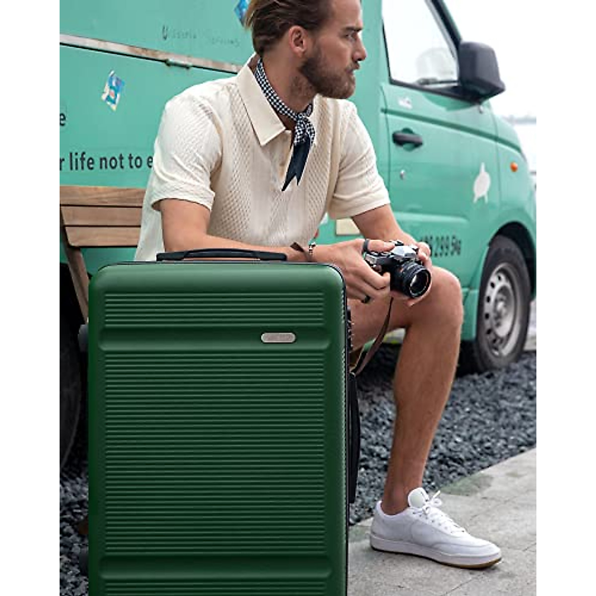 Zitahli Luggage, Expandable Suitcase Checked Luggage, Hardside Luggage with TSA Lock Spinner Wheels YKK zippers, 28in (Dark Green)