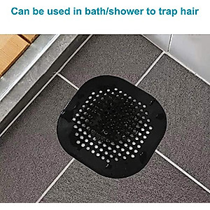 2 Pack 5.7" Flat Square Drain Cover Hair Catcher Pad, Silicone Tube Drain Hair Catcher Stopper with Sucker for Bathroom Kitchen, Rubber Bathtub Sink Strainer Plug Filter Trap Home Drain Protectors