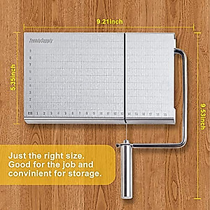 TRENDYSUPPLY Stainless Steel Cheese Slicer, Cheese Slicer with Wire, Cheese Cutter with Accurate Size Scale & 5 Replacement Wire, Cheese Board with Wire Cutter for Block Cheese