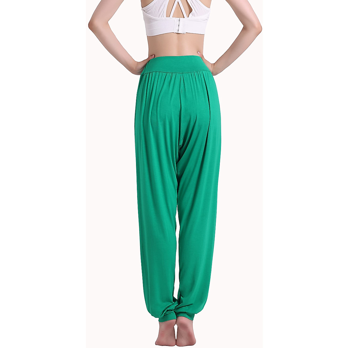 Hoerev Green Super Soft Modal Spandex Harem Yoga Pilates Pants