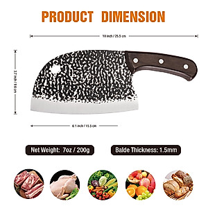 TJ POP Chinese Cleaver Knife 6.2 inches, Ultra Sharp Lightweight Meat Cleaver, Full-tang Chopping Knife 30Cr13 Steel Blade Thickness 1.5 mm, Fish Shape Series HP01003