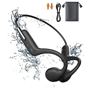 Bone Conduction Headphones, Wireless Open-Ear Headphones, Bluetooth 5.3 with Mic - MP3 Play Built-in 32GB Memory, IPX8 Waterproof Sports Headphones for Gym Workout Swimming Running Cycling.