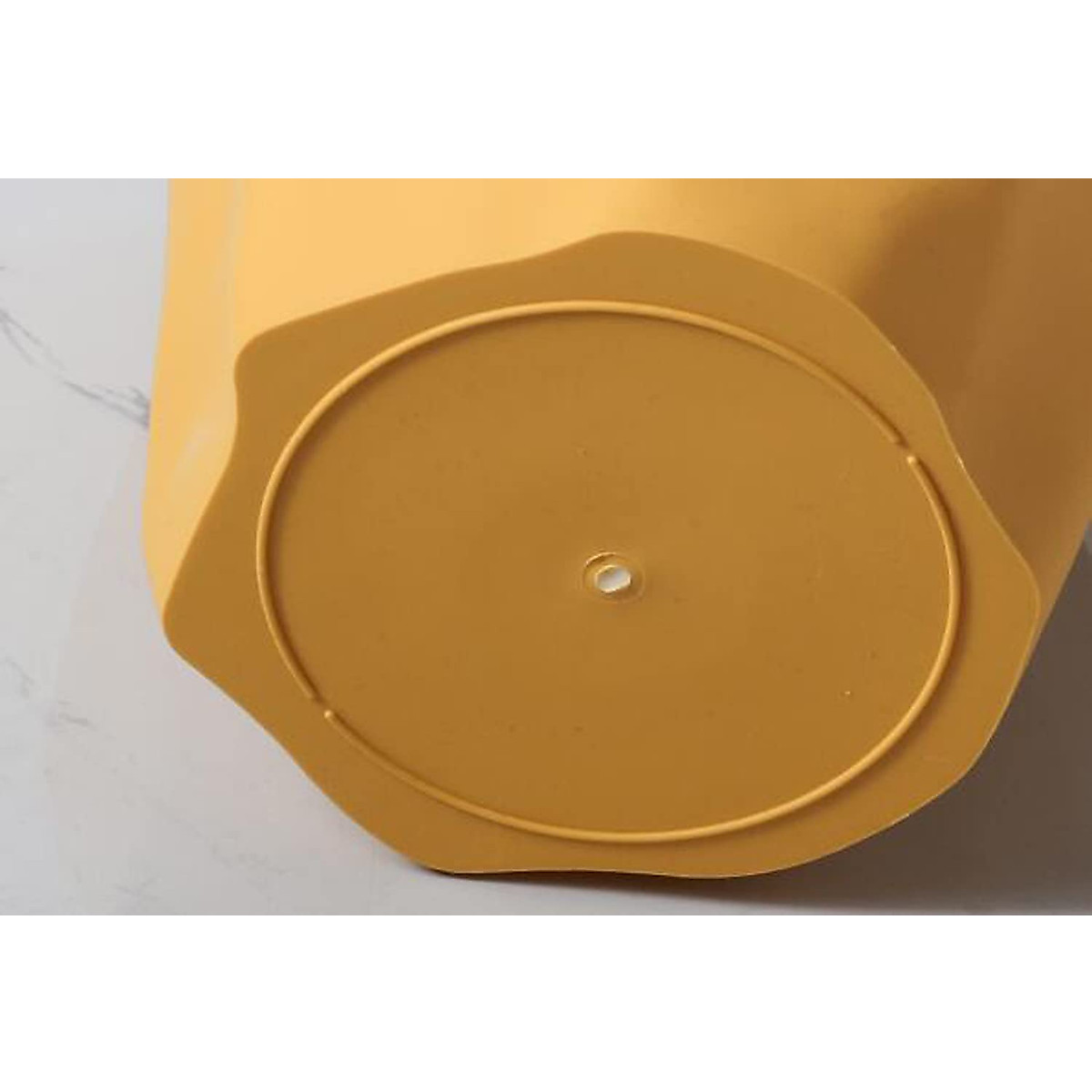 Happiness Decoration Creativity Plastic Small Trash Can Wrinkle Living Room Wastebasket for Narrow Spaces Garbage Can Waste Container Bedroom,Bathroom,Kitchen,Office (Yellow), 4 Gallon