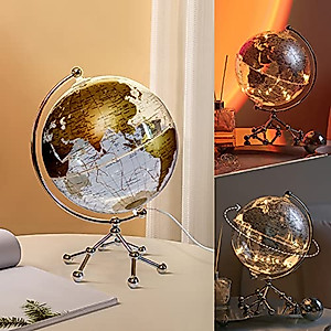 JBRUN 8" World Globe,Illuminated World Globe with Metal Stand,Educational Interactive Globe for Home Decor,Office Desktop,LED Globe Lamp