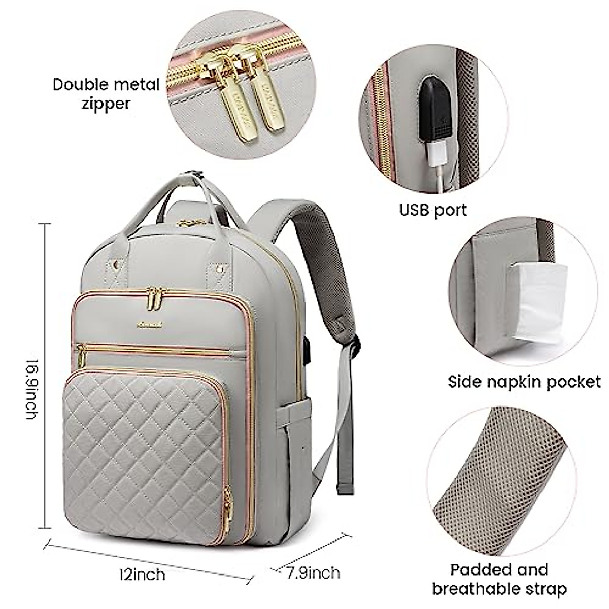 LOVEVOOK Laptop Backpack for Women, Water Resistant Travel Work Backpacks Purse Stylish College Business Teacher Nurse Computer Bag with USB Charging Port, Fits 15.6" Laptop