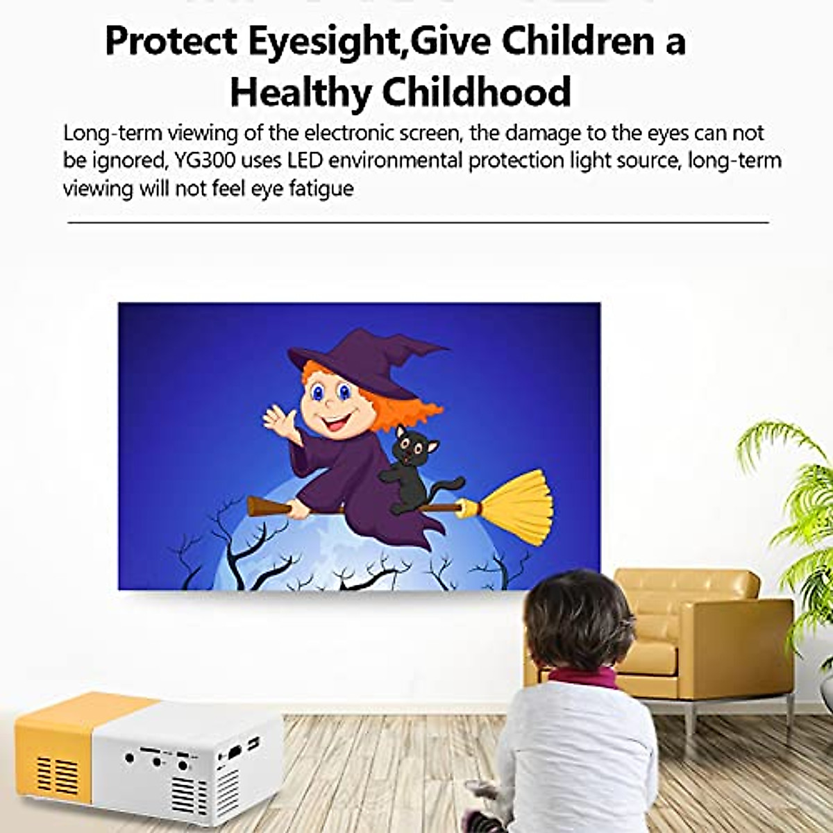 Limouyin YG300 Mini Video Projector,4 : 3 LED HDMI Full HD Outdoor Movie Projector,USB Portable Home Theater Video Projector for,Gift for Christmas,Kids Projector