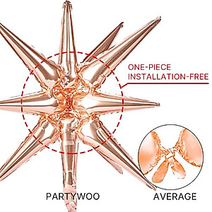 PartyWoo Metallic Rose Gold Balloons, 110 pcs 22 Inch Star Balloons and Rose Gold Balloons Different Sizes Pack of 18 Inch 12 Inch 10 Inch 5 Inch for Balloon Garland Balloon Arch as Party Decorations