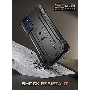 Poetic Revolution Case for Motorola Moto G 5g 6.5" (2022), [6FT Mil-Grade Drop Tested], Full-Body Rugged Dual-Layer Shockproof Protective Cover with Kickstand and Built-in-Screen Protector, Black