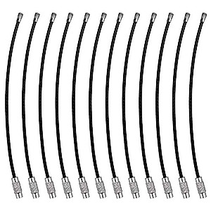 Keychain, Wisdompro 12 Pack of 4.3 Inches Stainless Steel Wire Ring 2mm Cable Loop Rings for Hanging Luggage Tag, Keys and ID Tag Keepers - Black