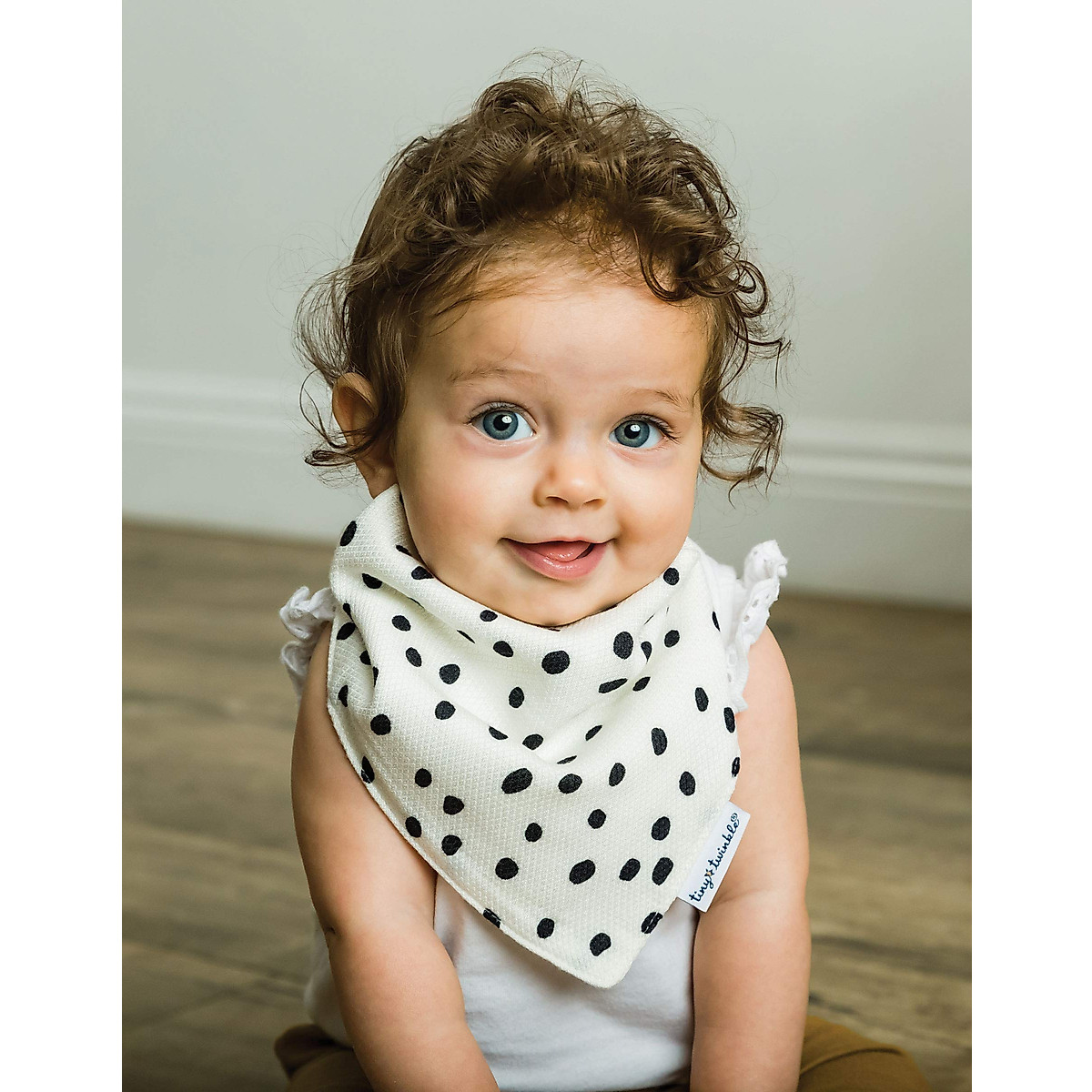 Tiny Twinkle Bandana Scarf Bibs 4 Pack - Water Resistant and Absorbent Infant Drool and Teething Bandana Baby Bib (Black and White 4-Pack)