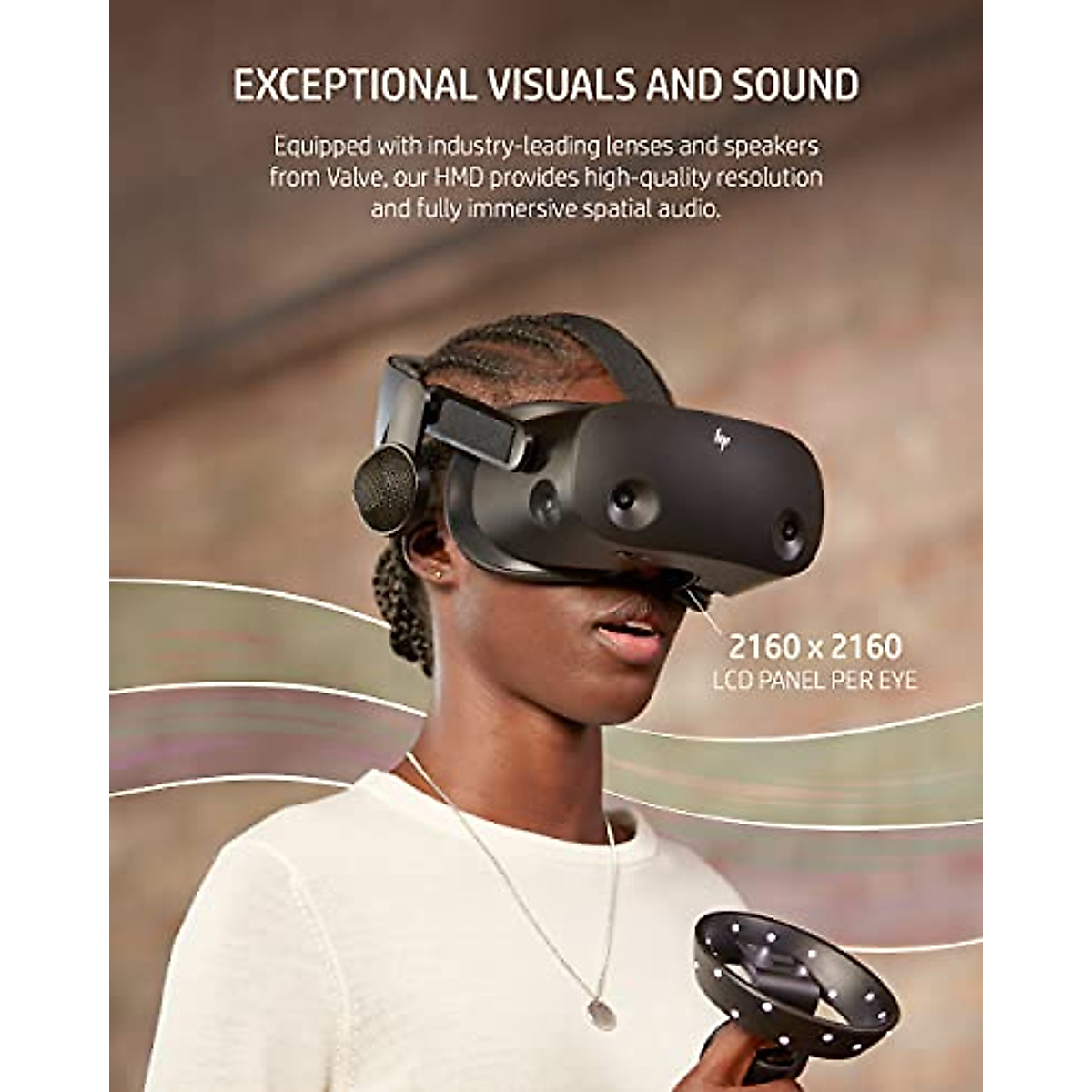 HP Reverb G2 VR Headset with Controller, Adjustable Lenses & Speakers from Valve, 2160 x 2160 LCD Panels, for Gaming, Ergonomic Design, 4 Cameras, Compatible with SteamVR & Windows Mixed Reality