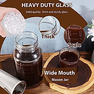 Cold Brew Coffee Maker Pitcher, 64 Oz Heavy Duty Wide Mouth Glass Mason Jar pour spout Lid with Stainless Steel Filter for Iced Coffee, Ice Lemonade, Fruit Drinks, Sun Tea