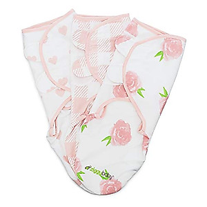 Baby Girl Swaddle Blanket Adjustable Wrap Set Size Small/Medium, 0-3 Months - 3 Pack - Pink Peony, Pink Heart, Pink Buffalo Plaid - Newborn Swaddle, Baby Swaddles by Ziggy Baby