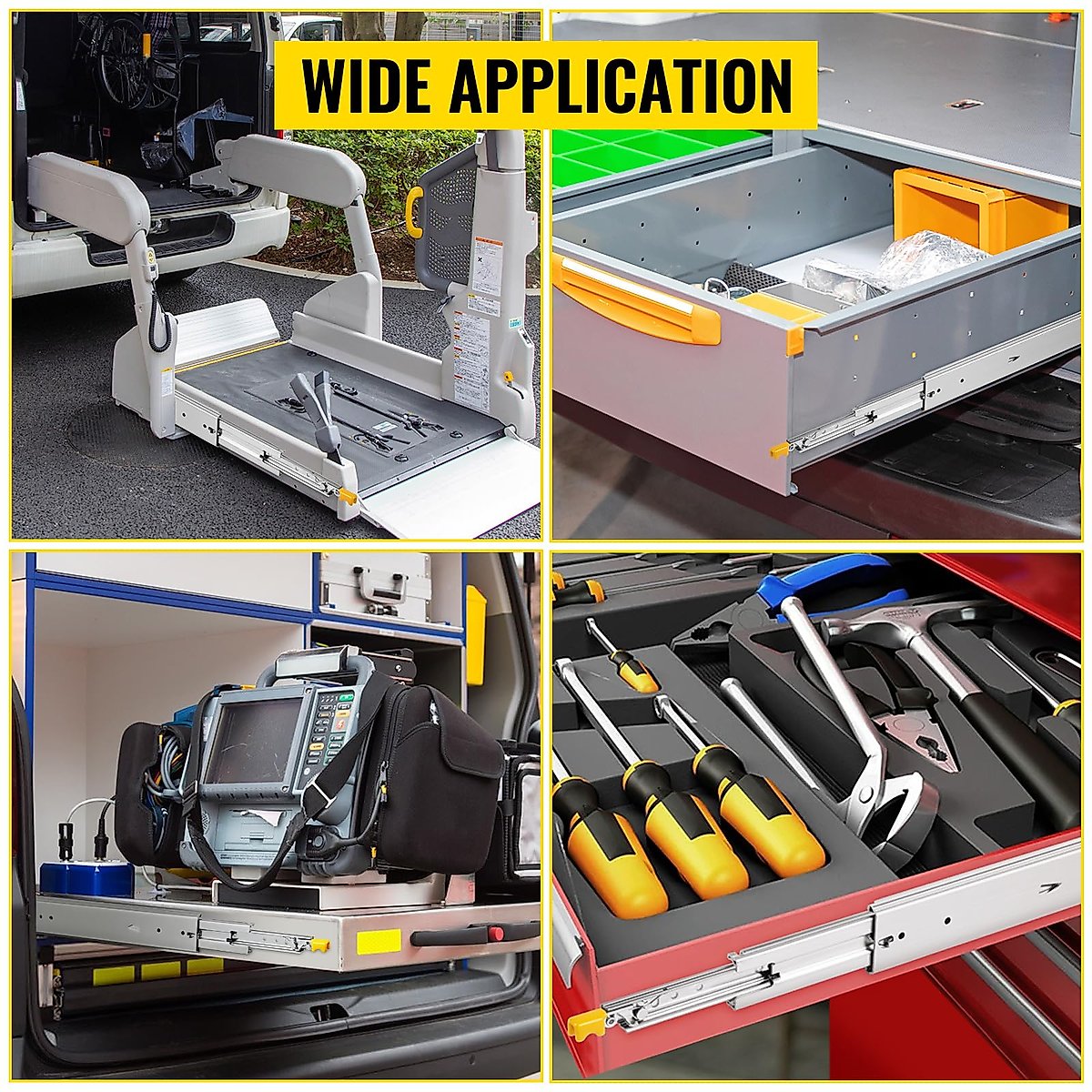 VEVOR Drawer Slides 18inch, 1 Pair Locking Drawer Slides 500lbs Load Capacity, Side Mount Ball Bearing, 3-Fold Full Extension