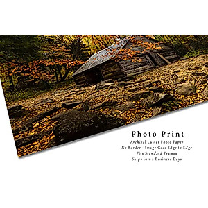 Country Photography Print (Not Framed) Picture of Old Barn Surrounded by Fall Foliage on Autumn Day in Great Smoky Mountains Tennessee Rustic Wall Art Cabin Lodge Decor (8" x 10")