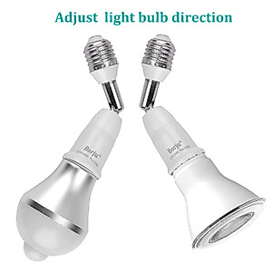 Borju Light Socket Extender [2-Pack], 4.5 Inch Light Socket Extension, 360° Adjustable Light Socket, White