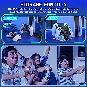 PS5 Controller Charging Station Compatible with PS5 Controller/Edge Controller, Fast PS5 Dualsense Charger Station with Cable, PS5 Charging Dock for Playstation 5 Controllers- Airplane Design