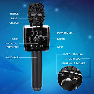 2049 X37 12w Cardioid Dynamic Karaoke Microphone, Adult Kid Handheld Wireless Bluetooth Karaoke Machine for Home/Carpool/Party/Classroom/Outdoor Compatible with Smart phone/PC/PAD/Car Speaker/TV