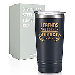 Onebttl Happy Birthday Tumbler For Men, Funny Birthday Gifts For Him, Boyfriend, Son, Husband, Dad, Son, Uncle–20 oz Stainless Steel Coffee Cup With Lid, Legends are Born in August
