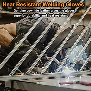 PerfeSafe Welding Gloves, 932℉ Leather Heat Fire Resistant Welders Gloves for Tig/Mig/Stick/Forge, Mitts for BBQ/Oven/Grill/Fireplace/Furnace/Stove/Animal Handling Gloves with Soft Lining