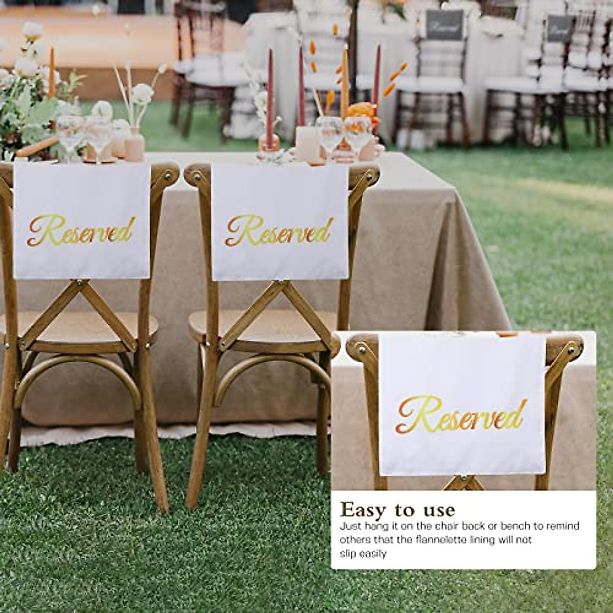10 Pack Reserved Seating Signs Reserved Chair Signs Church Pew Reserved Signs Reserved Cloths Placeholder for Wedding, Meeting or Event, 11.81 x 17.72 Inches (White)