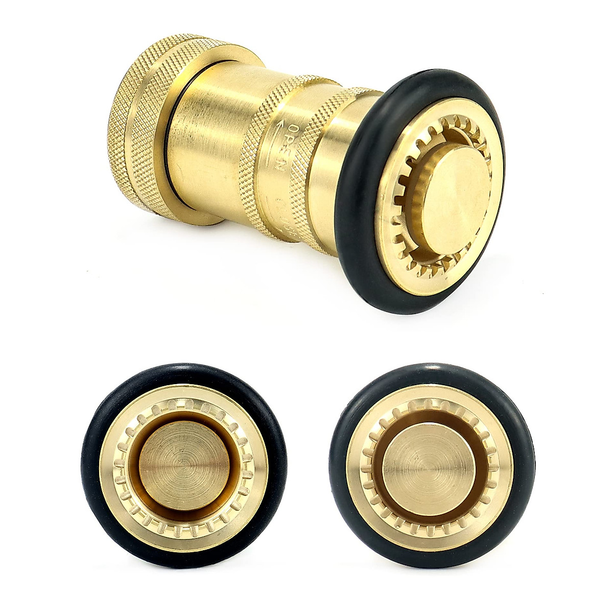 QWORK 1" NST/NH Brass Fire Hose Spray Nozzle, Heavy Duty Fire Equipment, Industrial Jet Fog Nozzle 36 gpm 100 psi