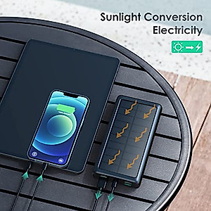 Portable Charger 36800mAh, USB C Input/Output Power Bank, 5 Outputs Battery Pack, IP65 Solar Charger with LED Flashlight, Solar Power Bank Compatible with iPhone 13 12 11 LG Samsung S20 Google