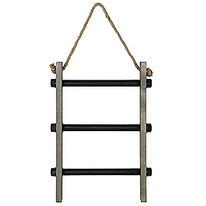 MyGift 3-Tiered Hanging Bathroom Towel Ladder Rack Industrial Pipe and Grey Wood Wall Mounted Hand Towels Holder Storage and Drying Hanger