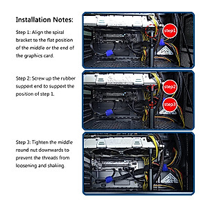 HFEIX Graphics Card Bracket, VGA Support Column Height Adjustable Aluminum Alloy Black 1 Set