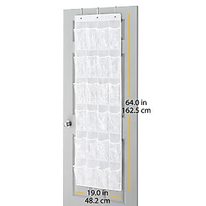 Whitmor Door Shoe Bag Hanging Organizer-12 Pair-24 Oversized Pockets, Clear