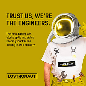 Lostronaut Stainless Steel Backsplash for Kitchen Wall - 24" x 30" Oven Spatter Shield with Pre-Drilled Holes - Mounting Screws & Microfiber Towel - Quick Install Splash Plate Stain Guard for Stove