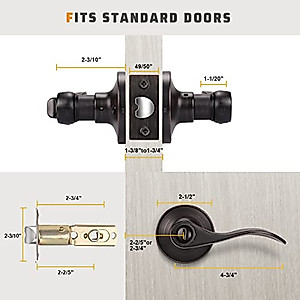 KNOBWELL 6 Pack Bronze Privacy Door Lever Handle Keyless Bedroom/Bathroom Door Lock Lockset Oil Rubbed Bronze Finish Door Knobs, Interior Door Handles