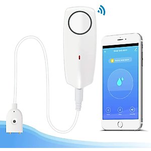 Water Alarm Sensor with 80dB Loud Sound WiFi Leak Detector, Overflow Leak Alarm, Remote Monitoring leaker for Water Heater Basement Sewage Pump, TUYA/Smart Life APP Notification