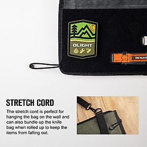 OLIGHT Exploit Multifunctional Knifebag, EDC Display Storage Bag with Detachable Pouch, Double-Layer Large-Capacity Organizer with 20 Slots for Pocket Flashlights and EDC Tools (ODG)