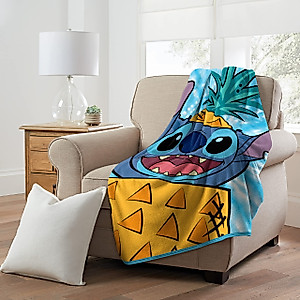 Northwest Lilo and Stitch Micro Raschel Throw Blanket, 46" x 60", Pineapple Surprise