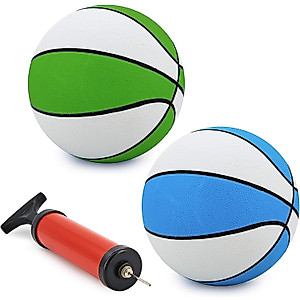 Srenta Mini Basketball with Pump -7 Inch Size 3 Basketball - Assorted Colors Kids Basketball Set for Indoor, Outdoor, Pool Parties, Mini Hoops Basketball Game Party Favors - 2 Pack