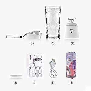 ABHI 600ML/20oz Portable Blender with Lanyard & Bottom Cover Drinking Spout 6 Stainless Steel Blades Juice Mixer Machine Type C Recharging Smoothie Vegetables Fruits Mixing Juicer - White