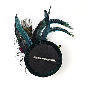 Coucoland Fascinators Hat for Women Pillbox Tea Party Hat Derby Butterfly Feather Cocktail Fascinator Headband (Dark Green)