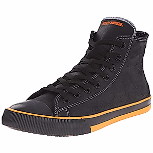 Harley-Davidson Footwear Men's Nathan Vulcanized Sneaker, Black/Orange, 13