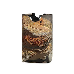 Laundry Basket Bearded Dragon Large Collapsible Laundry Hamper With Handle Self Standing Portable Fabric Folding Dirty Washing Bin Storage Tote Bag