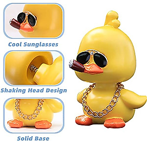 wonuu Shaking Head Duck Car Dashboard Decorations Cute Yellow Ducks Doll for Car Interior Ornament Accessories, Cool Duck