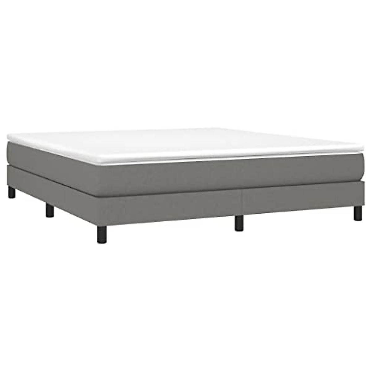 vidaXL Box Spring Bed Frame Home Indoor Bedroom Bed Accessory Wooden Upholstered Double Bed Base Furniture Dark Gray 76"x79.9" King Fabric