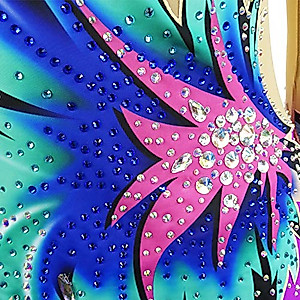 LIUHUO Rhythmic Leotards Dress Purple Girls Children Gymnastic Wear Belly Competition Performance Ballet Leotards