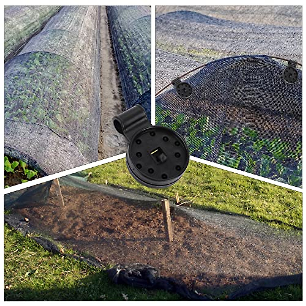 Grevosea 20 Pieces Shade Cloth Clips, Round Plastic Sunshade Clips Black Shade Netting Clips Tarp Clips Attachment and Placement for Sun Shade Net Anti Bird Netting Garden Netting