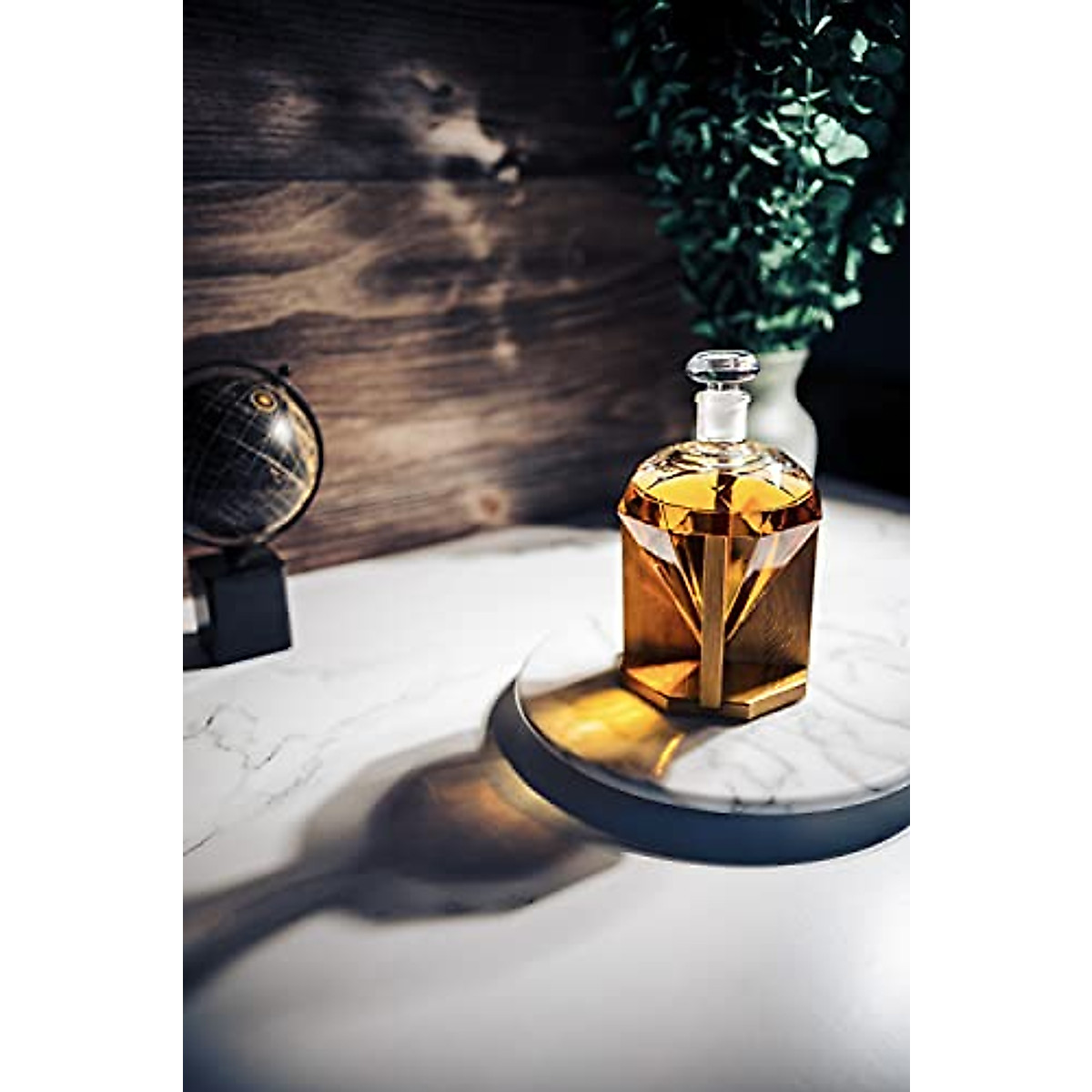 Diamond Decanter For Whiskey, Liquor, Scotch, Rum, Bourbon, Vodka, Tequila Decanter, The Wine Savant 750ml - Gifts For Men & Women Clear